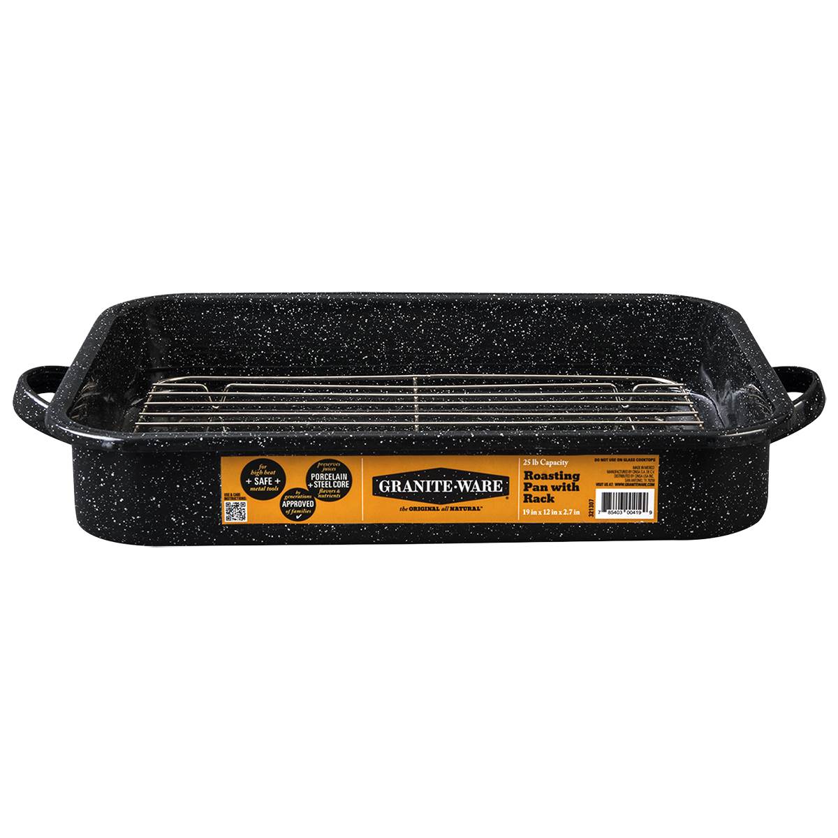 GRANITEWARE OPEN ROASTING PAN W/RACK – Vermont Kitchen Supply