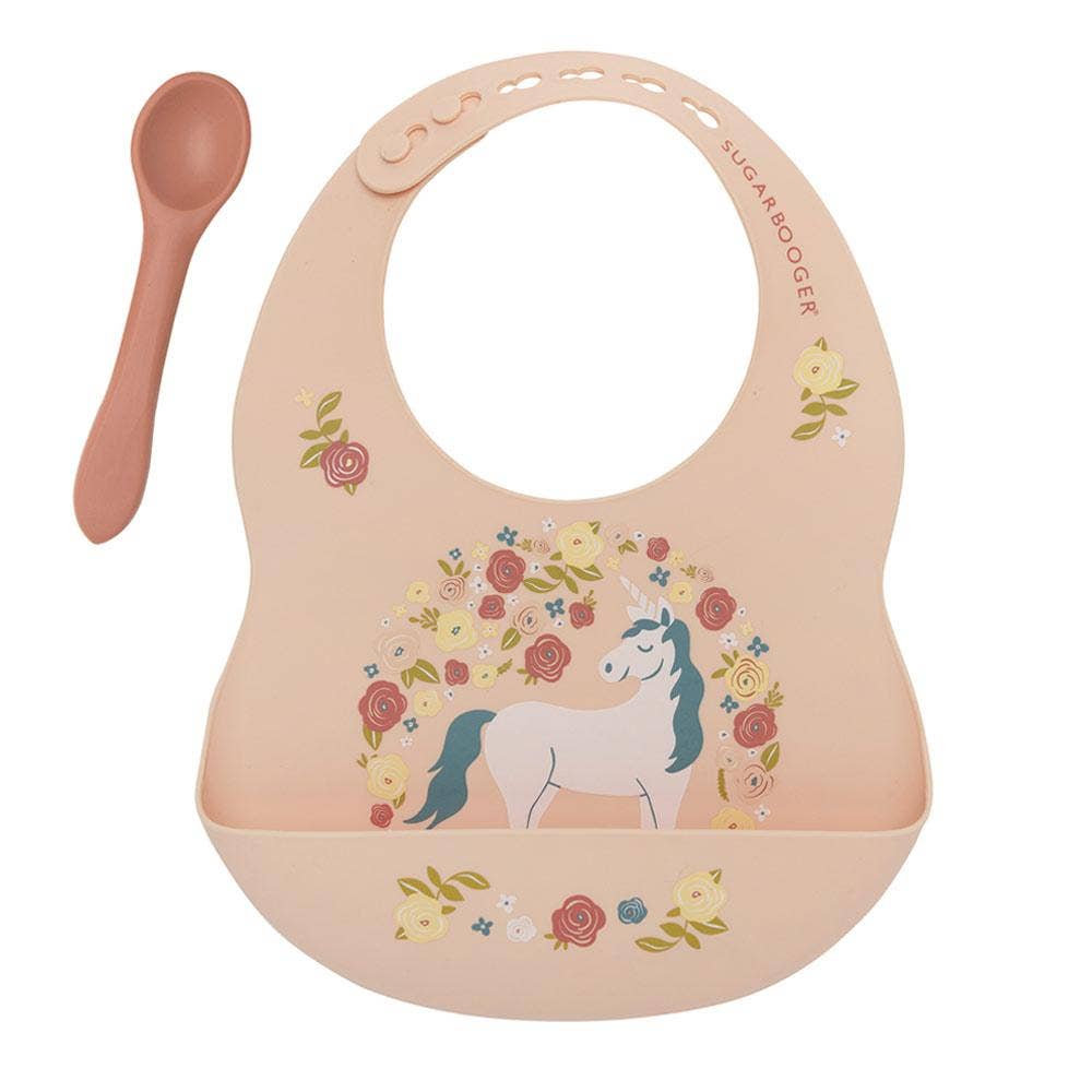 Fresh & Messy Silicone Bib & Spoon Set Unicorn – Vermont Kitchen Supply