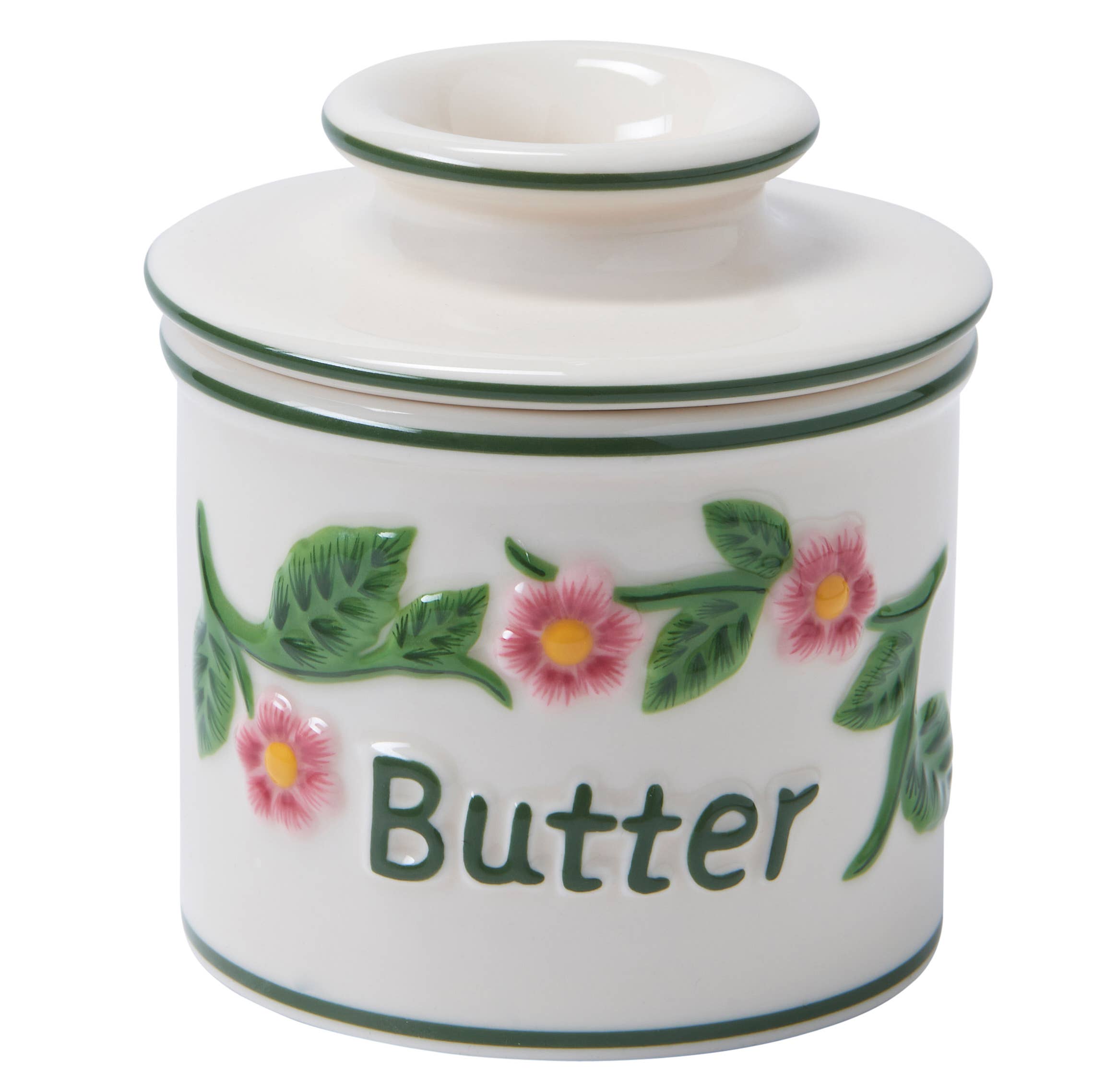The Original Butter Bell® Crock - Hand Painted Raised Floral – Vermont ...