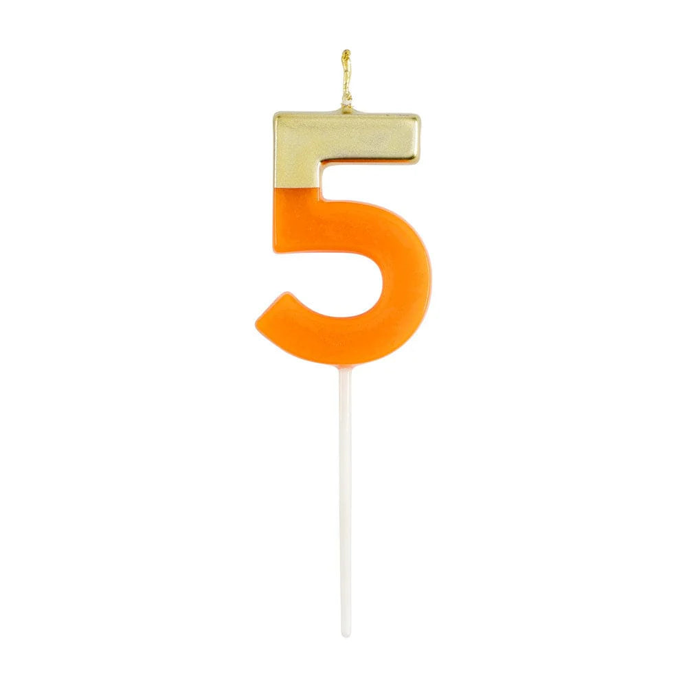 NUMBER CANDLE 5 ORANGE/GOLD – Vermont Kitchen Supply